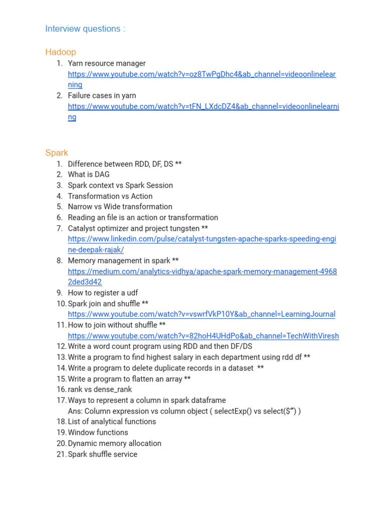 Big Data Interview Question 1 Pdf Apache Spark Computing 1573