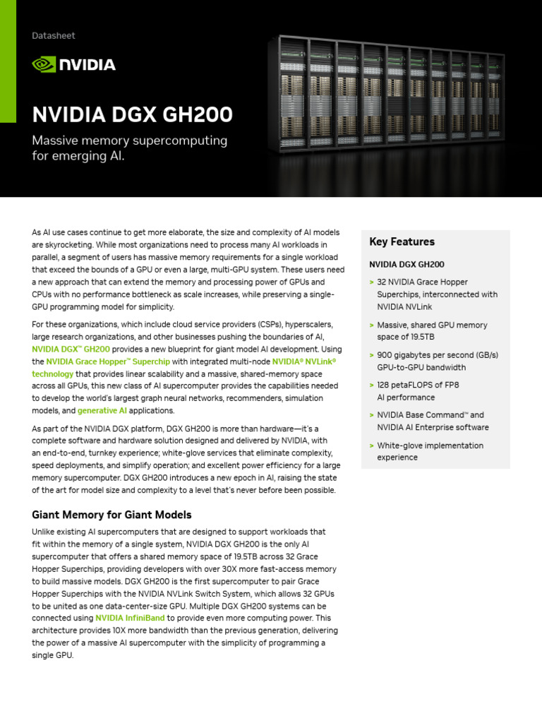 DGX Scale Ai Infrastructure DGX gh200 Datasheet Nvidia Us Web | PDF ...