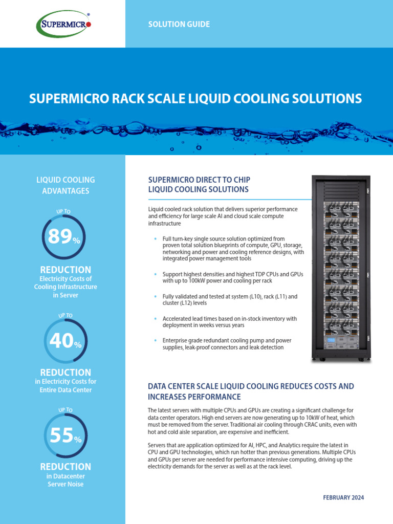 Solution-Brief Supermicro Liquid Cooling Solution Guide | PDF | Data ...