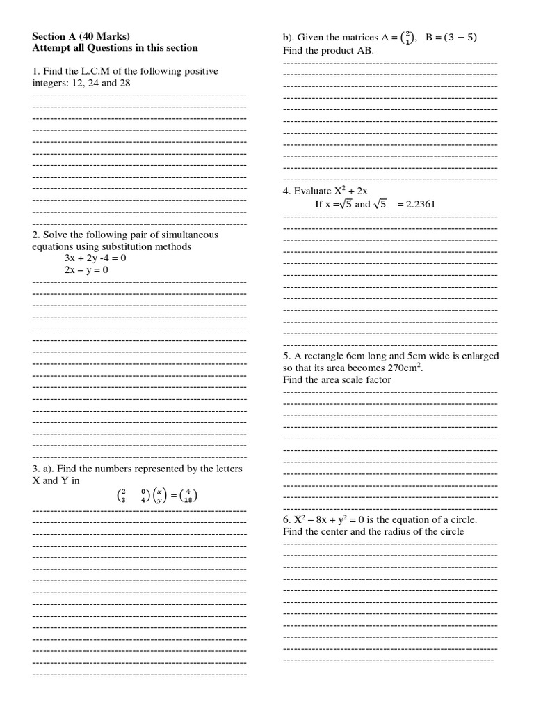 Mathematics Alternative A | PDF | Applied Mathematics | Mathematical ...