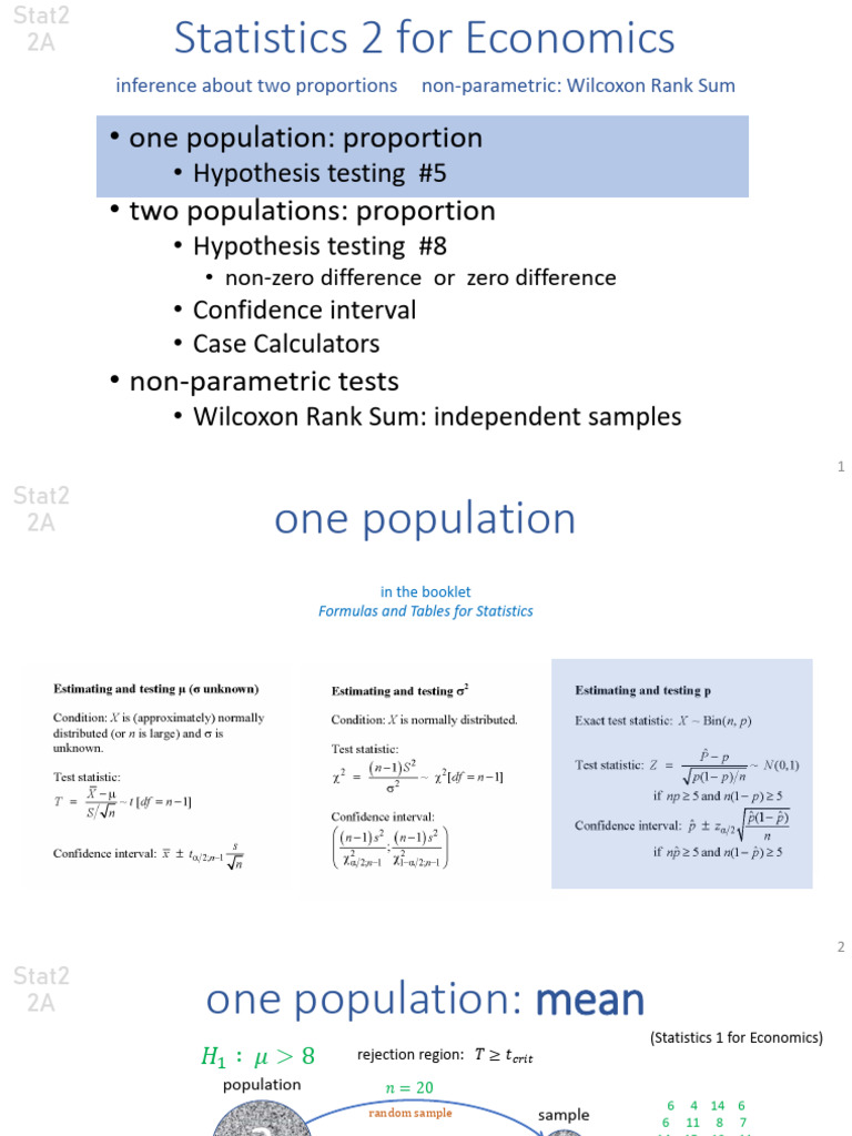 Stat2 2023 Lecture Slides 2A PDF | PDF | Mann–Whitney U Test | Student ...