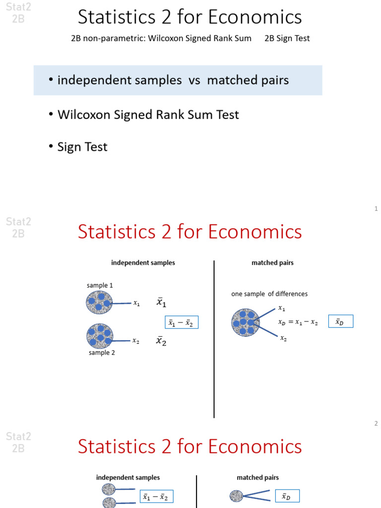 Stat2 2023 Lecture Slides 2B PDF | PDF | P Value | Mann–Whitney U Test