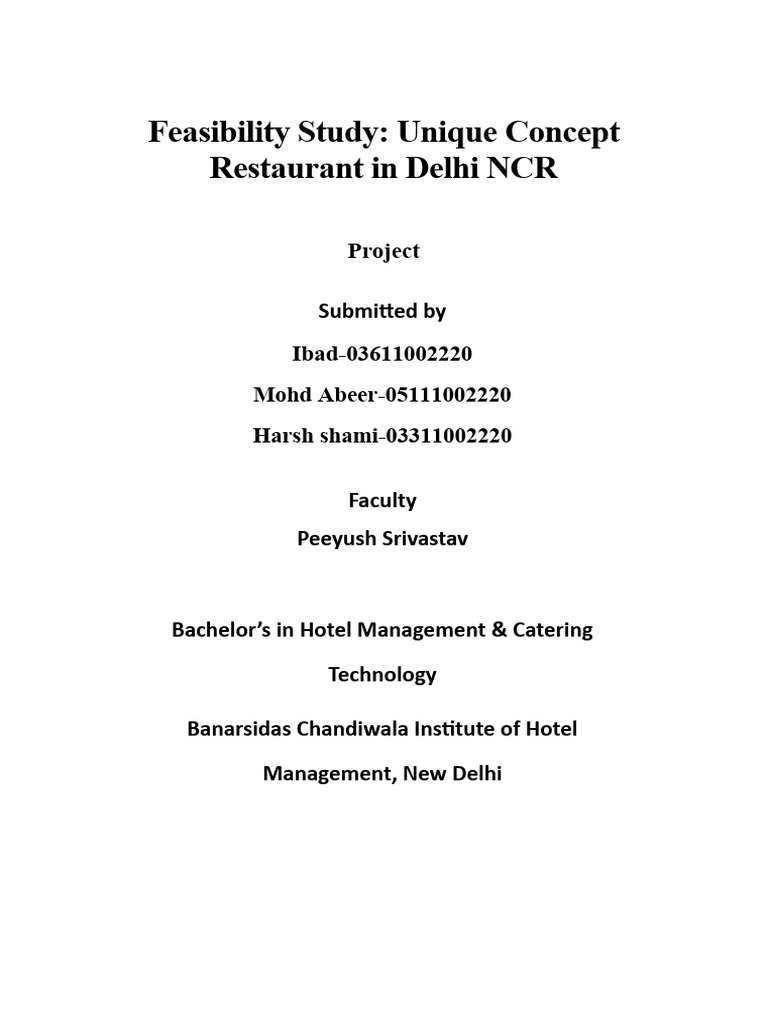 Feasibility Study | PDF | Restaurants | Chef