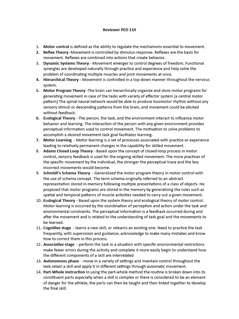 Reviewer PED 110 | PDF | Motor Control | Neuroscience