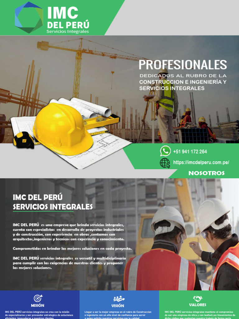 Imc Del Peru Bochure de Servicios Generales | PDF | Ingeniería | Agua