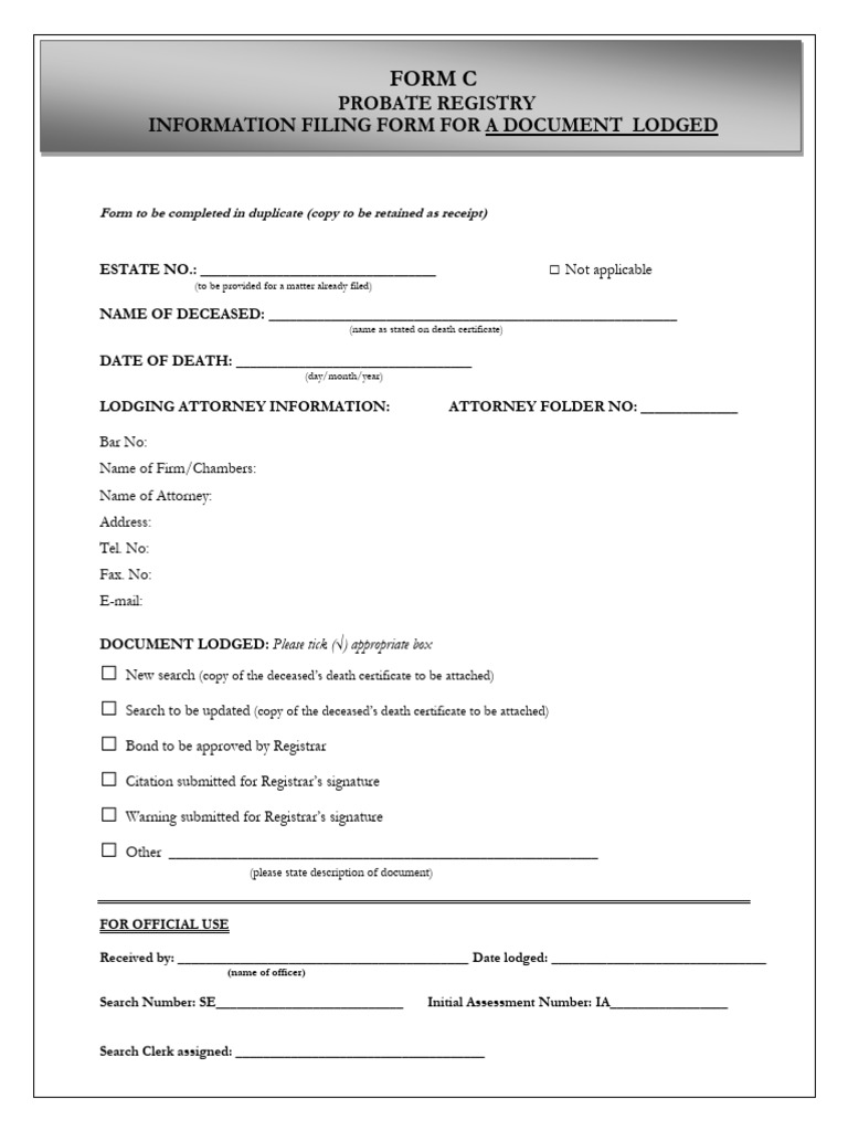 FORM C- documents lodged form | PDF