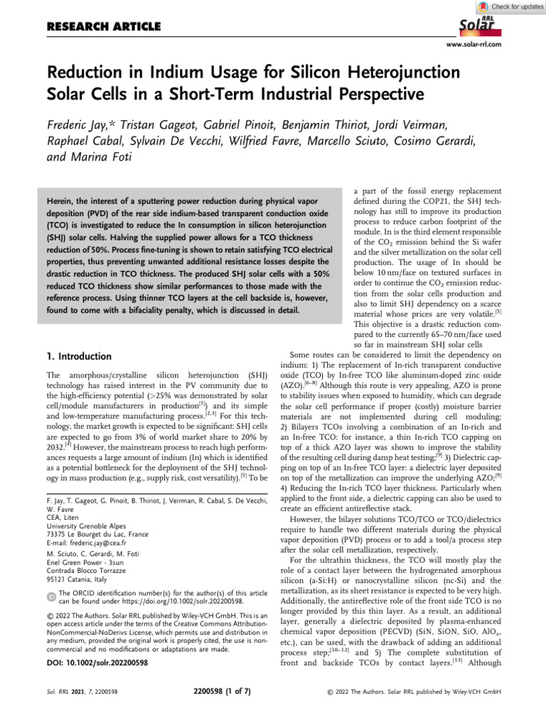 Solar RRL - 2022 - Jay - Reduction in Indium Usage For Silicon ...