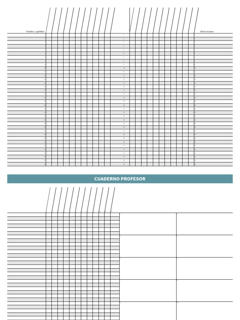 Plantilla Excel Cuaderno Profesor | PDF