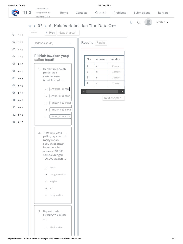 Kuis C++: Variabel dan Tipe Data | PDF