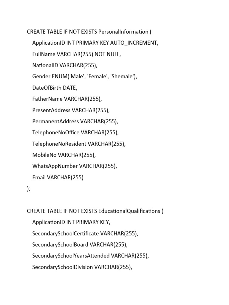 Create Table | PDF | Computer Programming