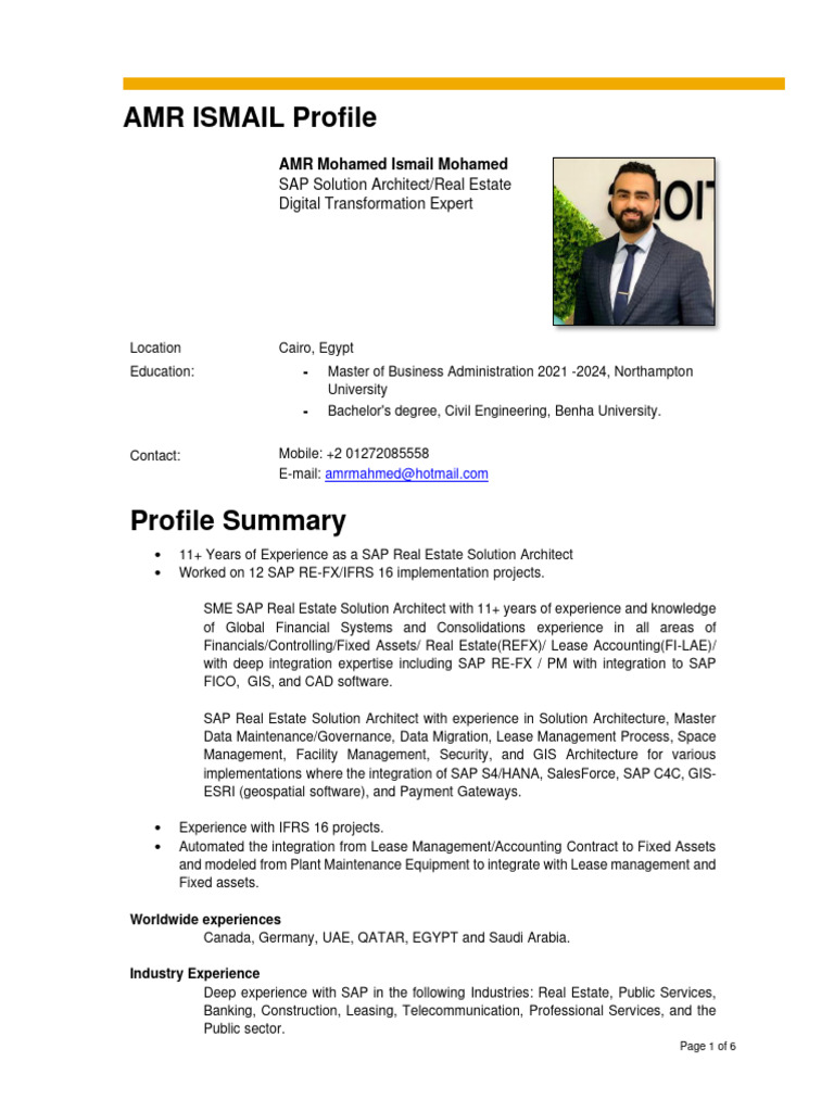 Amr Ismail - Sap Re-Fx 2024 | PDF | Geographic Information System ...