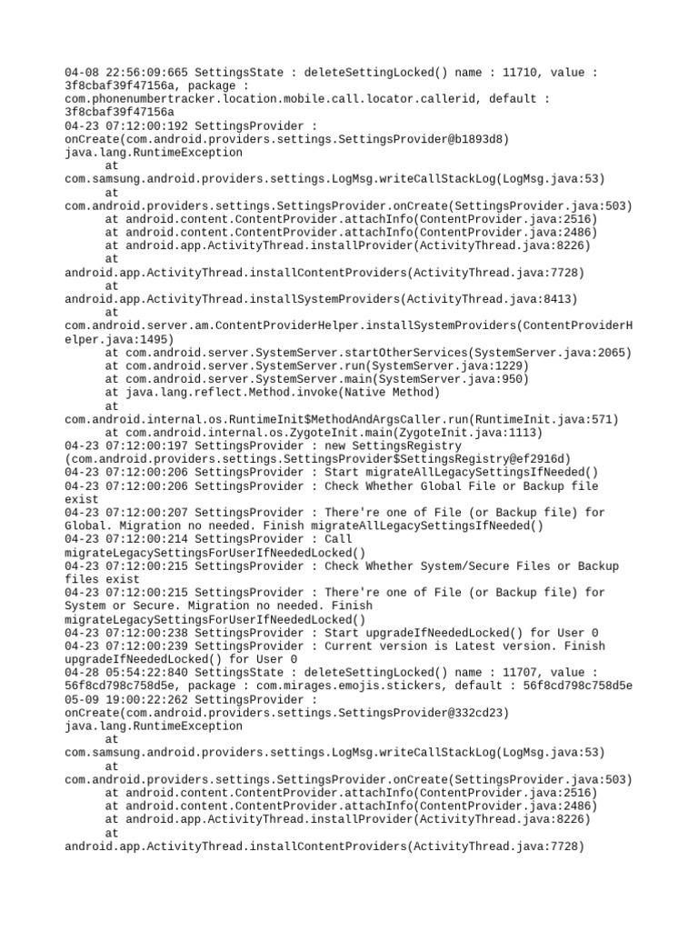 Settingsprovider | PDF | Java (Programming Language) | Backup
