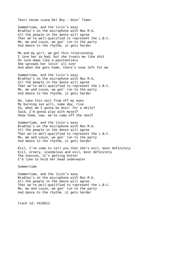Lana Del Rey - Doin' Time | PDF