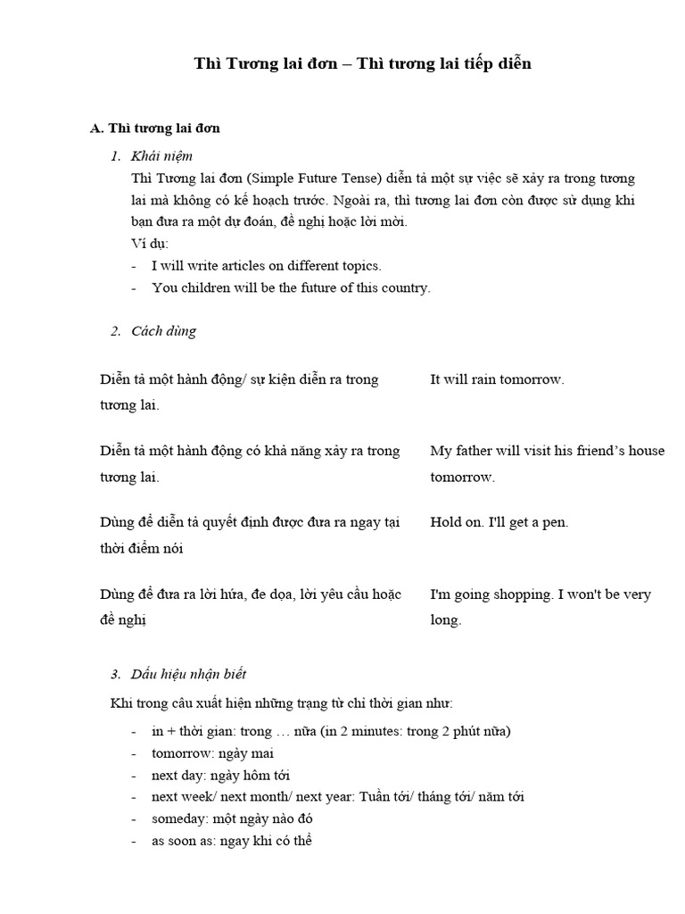 B4 - Thì TLD Và TLTD | PDF