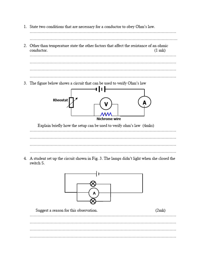 CURRENT electricity 2 quiz | PDF | Electrical Engineering | Quantity