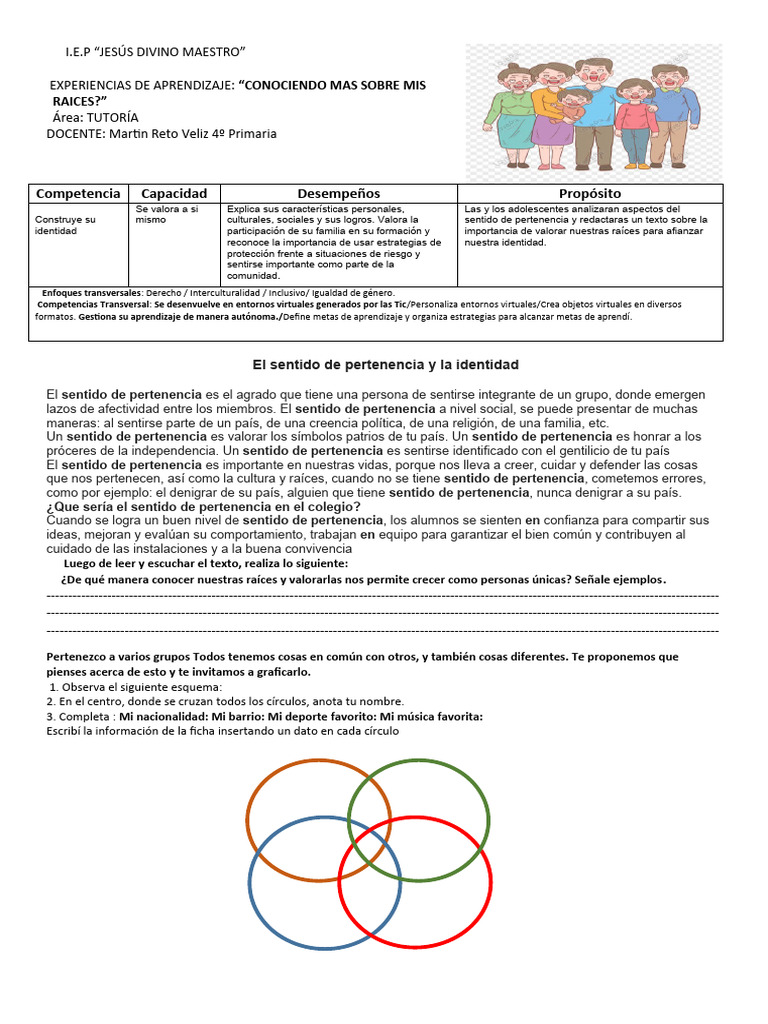 Sesion Conociendo Mas Sobre Mis Raices | PDF | Aprendizaje | Cognición