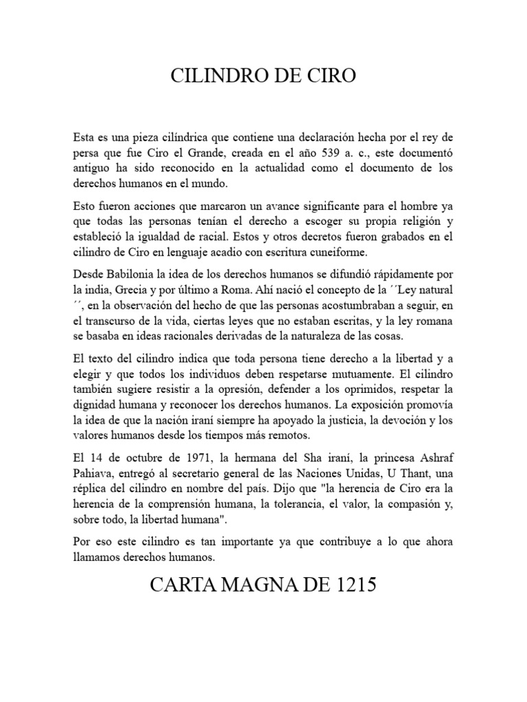 Cilindro de Ciro | PDF | Habeas corpus | Carta Magna