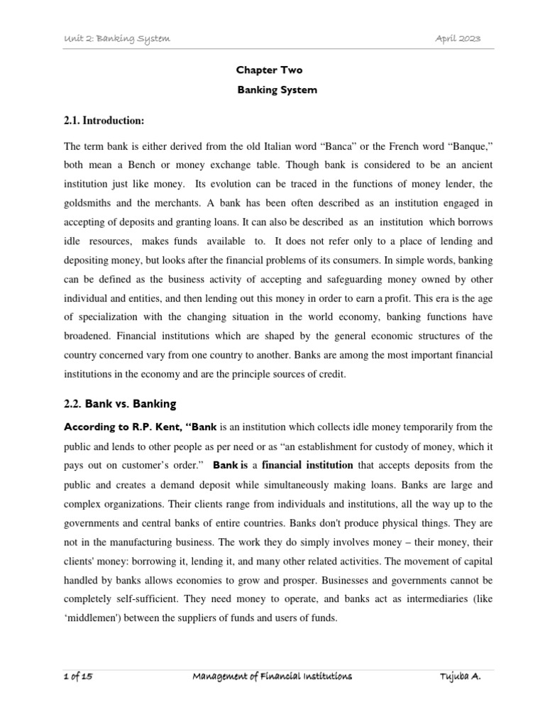 Unit 2 Banking System | PDF | Banks | Transaction Account