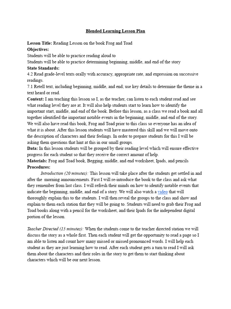 Blended Learning Lesson Plan 1 1 | Download Free PDF | Lesson Plan ...