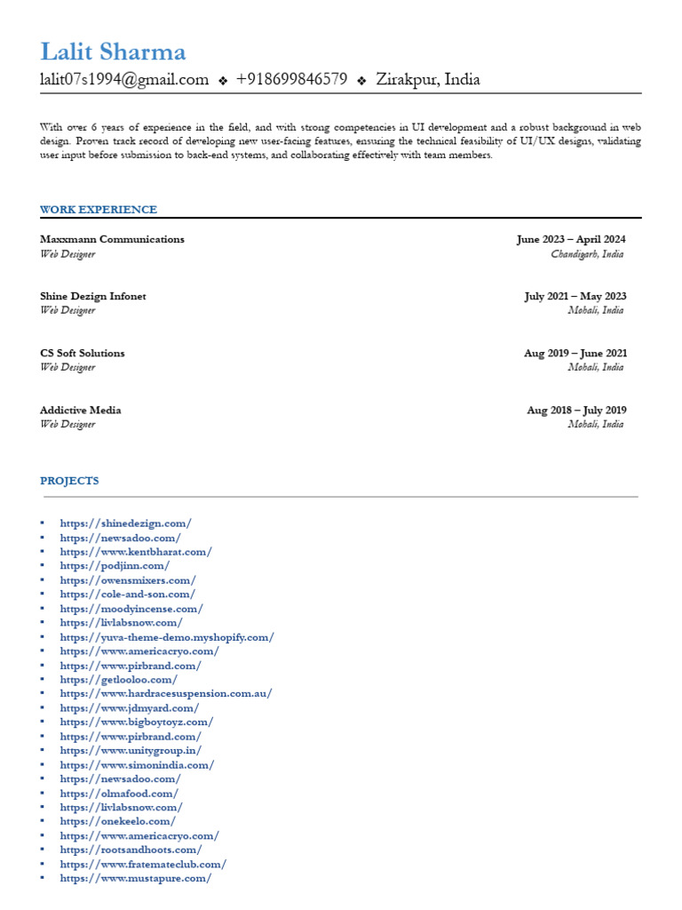 Cv_Lalit | PDF | Web Design | World Wide Web