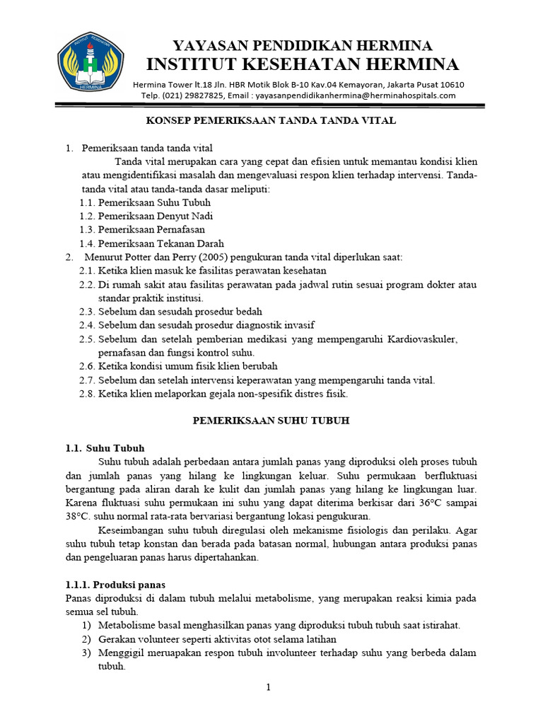 Pemeriksaan Tanda-Tanda Vital (TTV) | PDF