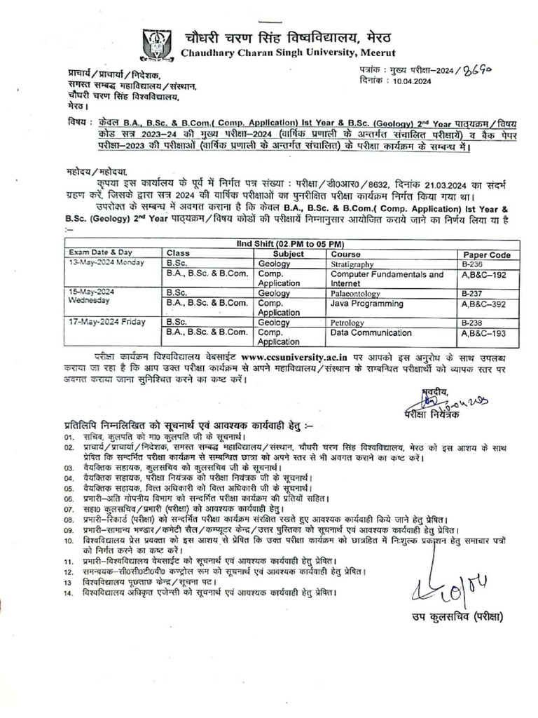Exam Schedule for B.a., B.sc. & B.com. (Comp. Application) 1st Year and ...