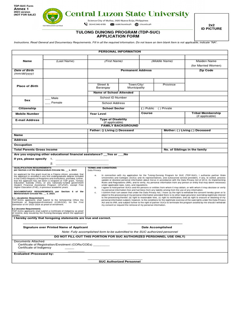 TDP-SUC Annex 1 - TDP-SUC Application Form | PDF | Justice | Crime ...