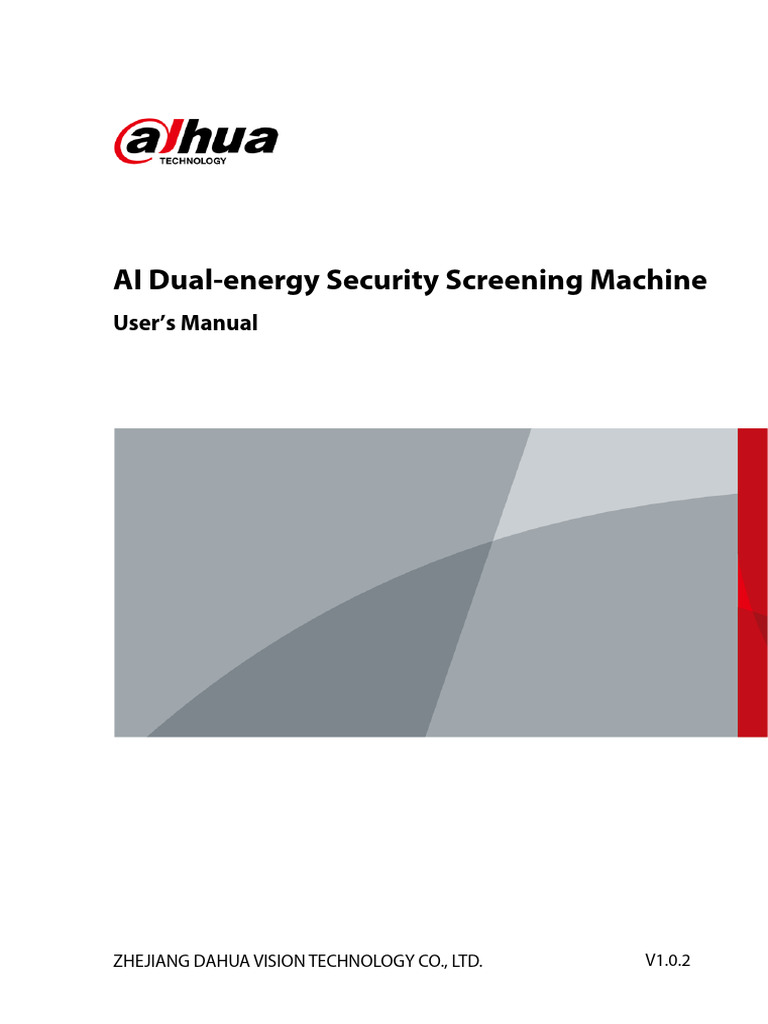 Dahua AI Dual Energy Security Screening Machine - User - S Manual - V1 ...