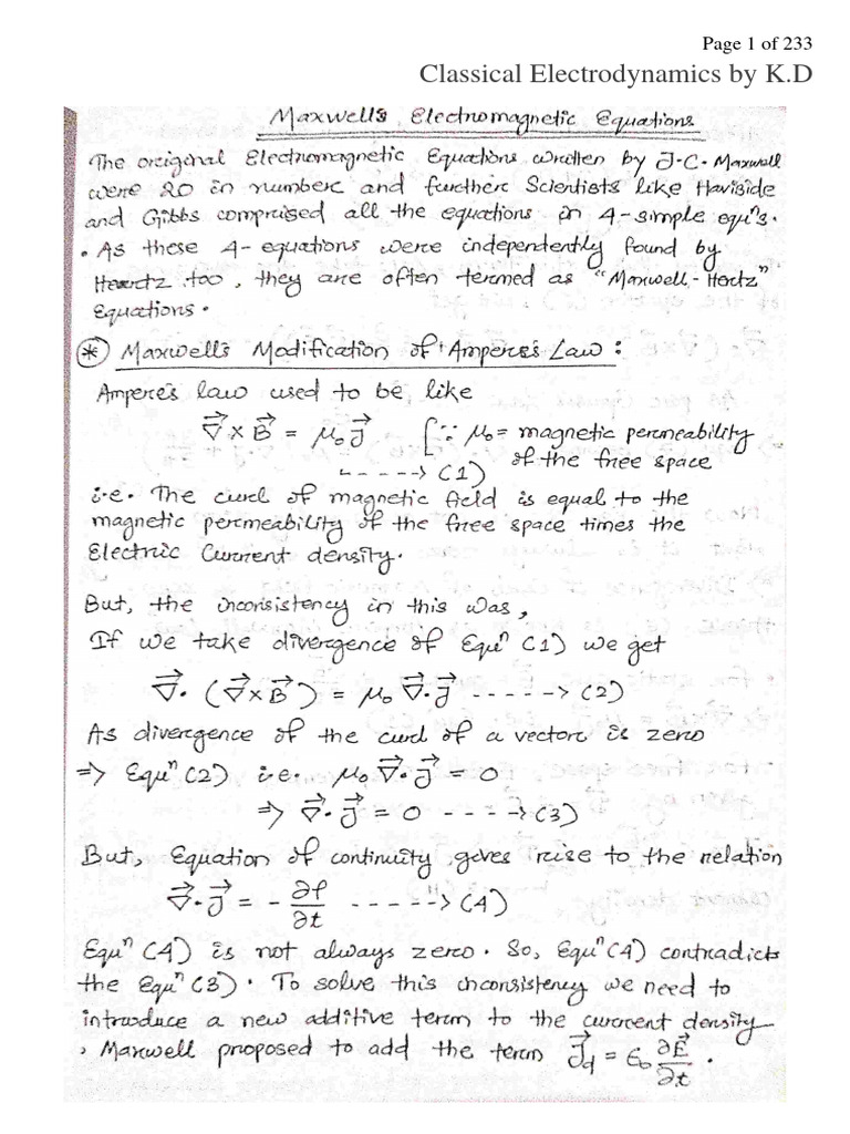 Classical Electrodynamics by Kaustuv Dwivedi | PDF | Electromagnetism ...