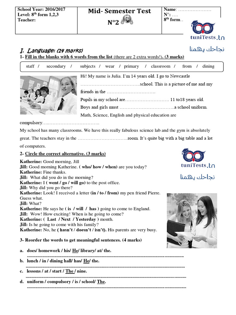 _devoir_de_controle_n2-8eme_annee_de_base-anglais-.-- | PDF