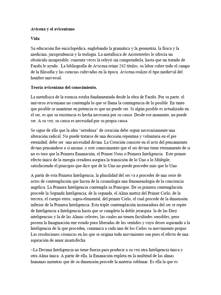 Avicena: Filosofía y Teoría del Conocimiento | PDF | Alma | Metafísica