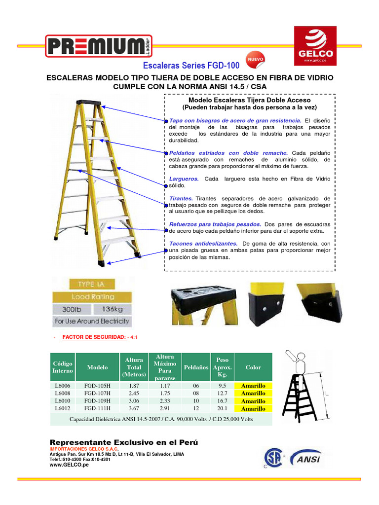 Ficha Tecnica - Escaleras Tipo Tijera de Doble Acceso en Fibra de ...