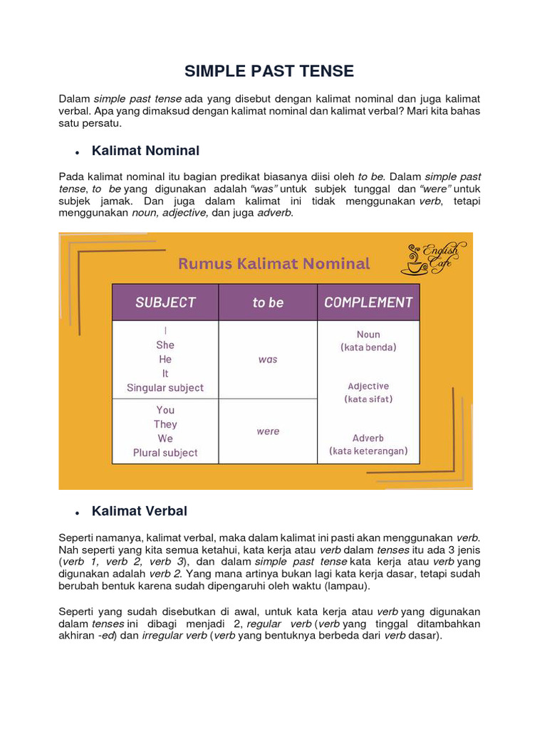 Simple Past Tense: Kalimat Nominal & Verbal | PDF