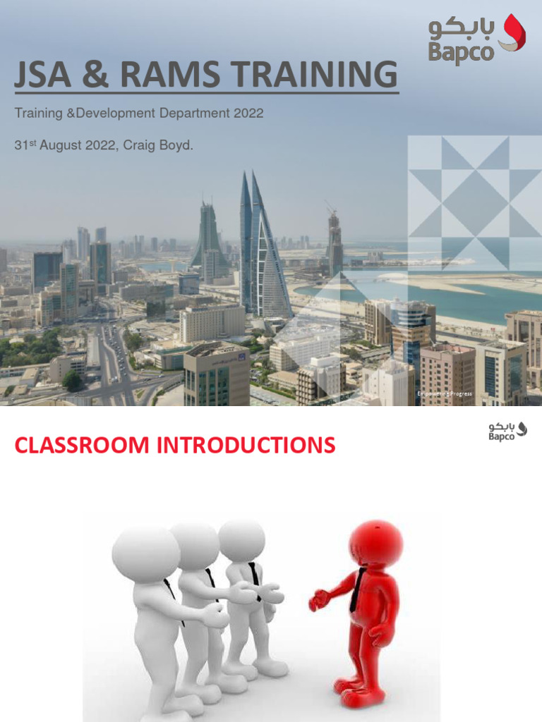 BAPCO JSA RAMS Presentation | PDF | Hazards | Risk