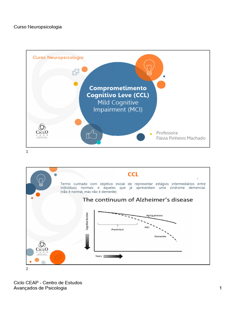 Cap 3 - Vídeo 5 - CCL | PDF | Demência | Neuropsicologia