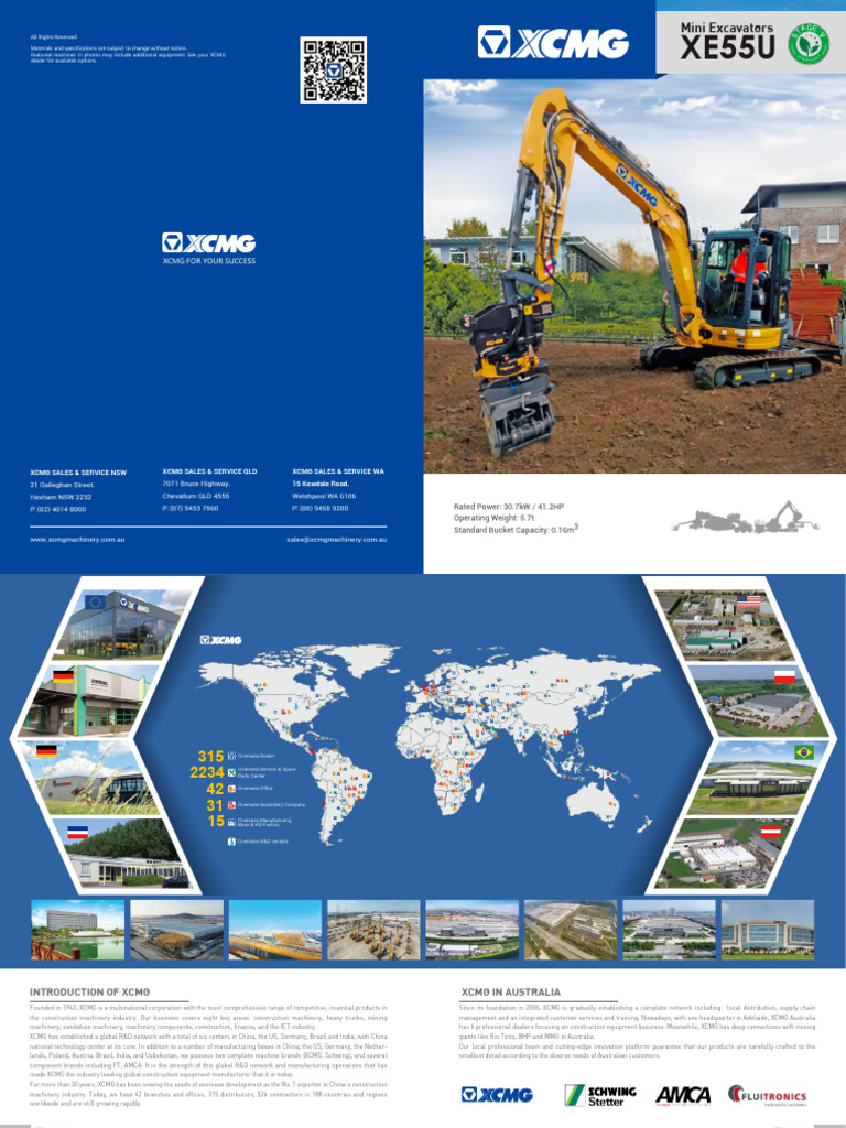 XCMG SS XE55U Mini Exc Brochure Min | PDF | Horsepower | Mechanical ...