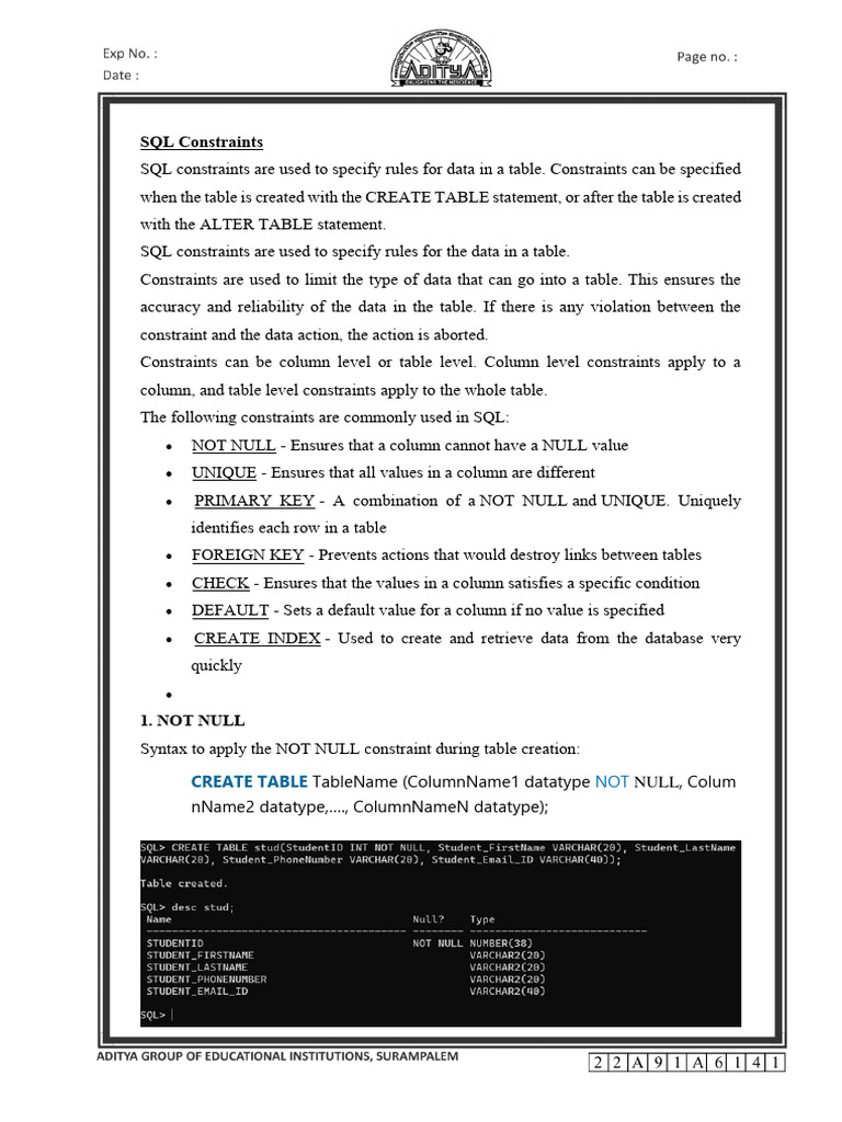 Constraints | Download Free PDF | Relational Database | Table (Database)