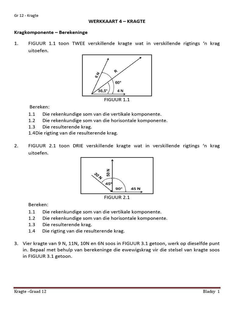 Werkkaart 4 Kragte | PDF