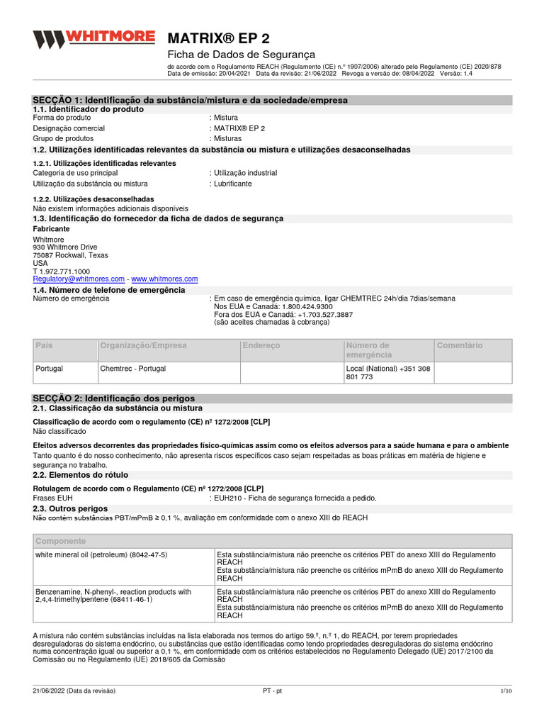 Matrix Fispq e Ficha Tecnica | PDF | Primeiros socorros | União Europeia