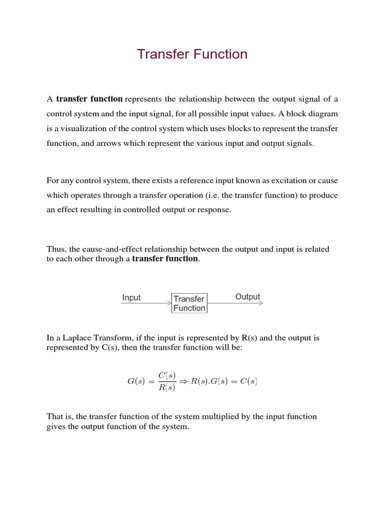 Transfer Function | PDF | Function (Mathematics) | Laplace Transform
