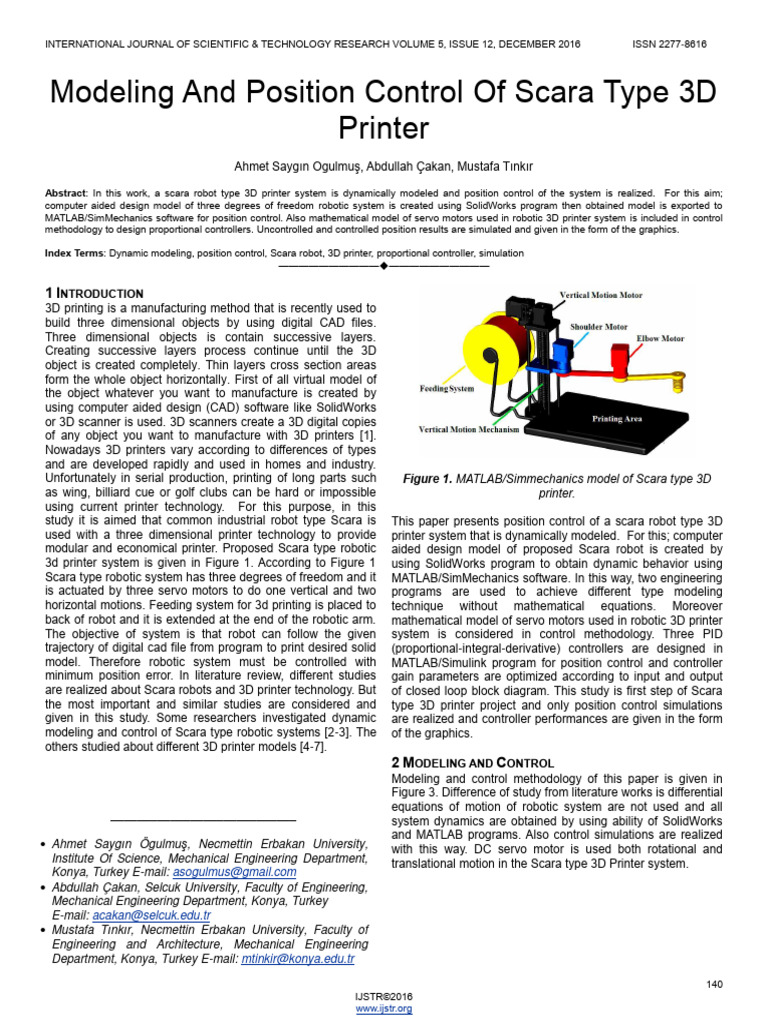 Modeling and Position Control of Scara T | PDF | 3 D Computer Graphics | Control Theory