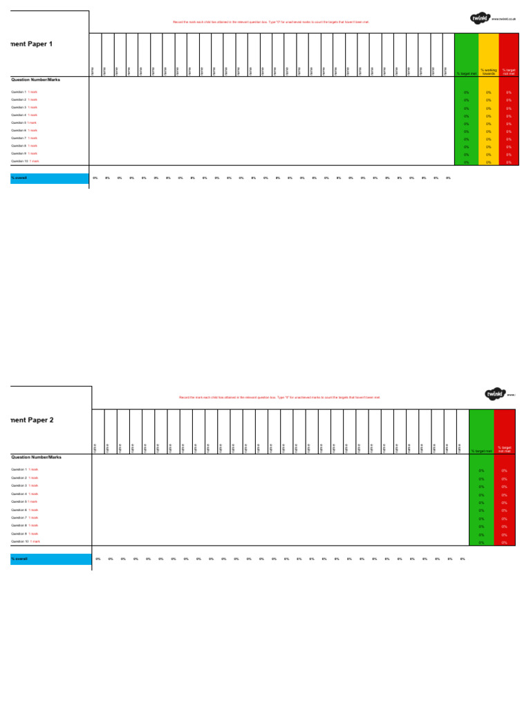 T PA 947 Year 3 English Grammar and Punctuation Assessment Spreadsheet ...