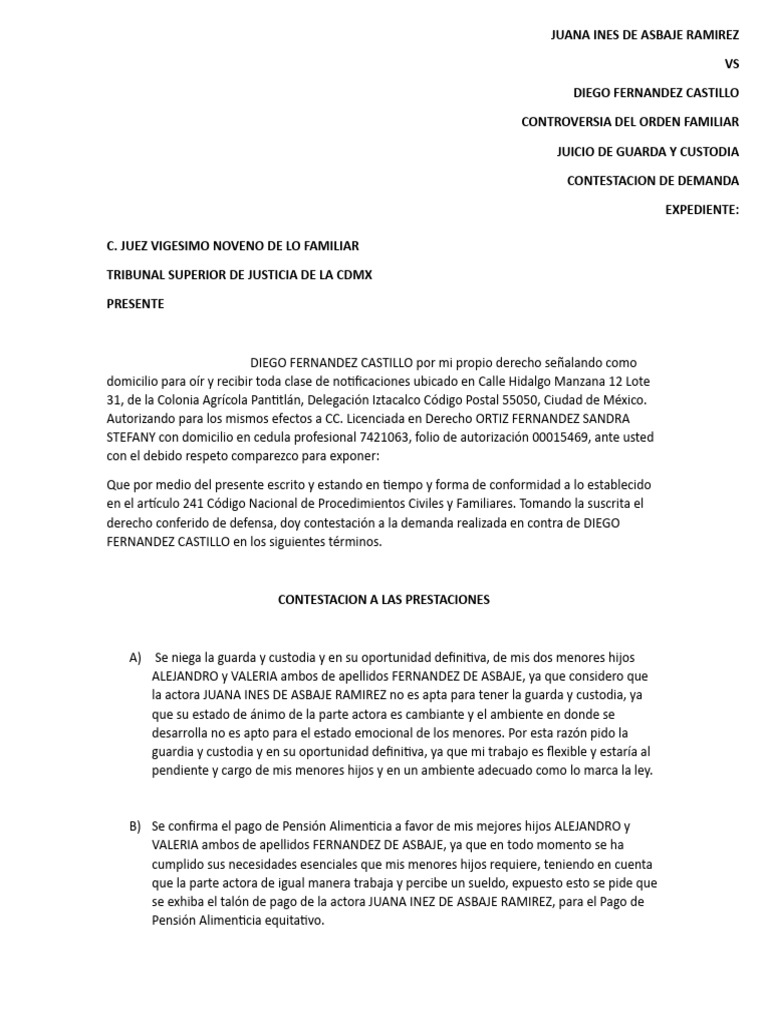 Contestacion de La Demanda | PDF
