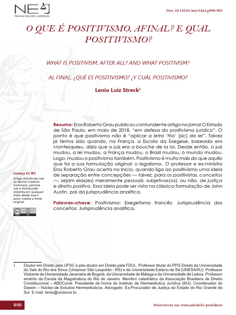 O que é positivismo afinal - Lenio Streck | PDF | Filosofia Aplicada ...