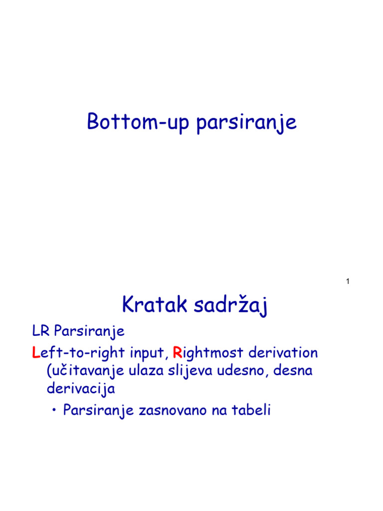 04 - Bottom Up Parsiranje | PDF