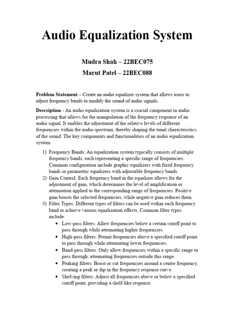 Audio Equalization | PDF | Equalization (Audio) | Electrical Engineering