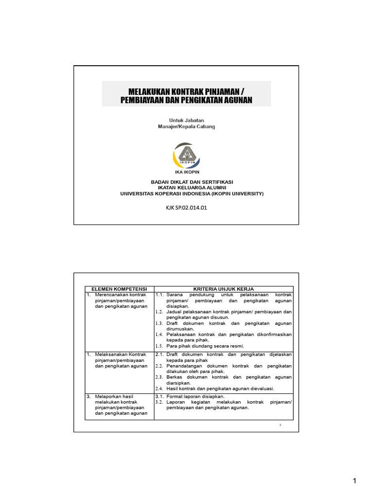 Melakukan Kontrak Pinjaman Dan Pengikatan Agunan | PDF Melakukan Kontrak Pinjaman Dan Pengikatan Agunan | PDF