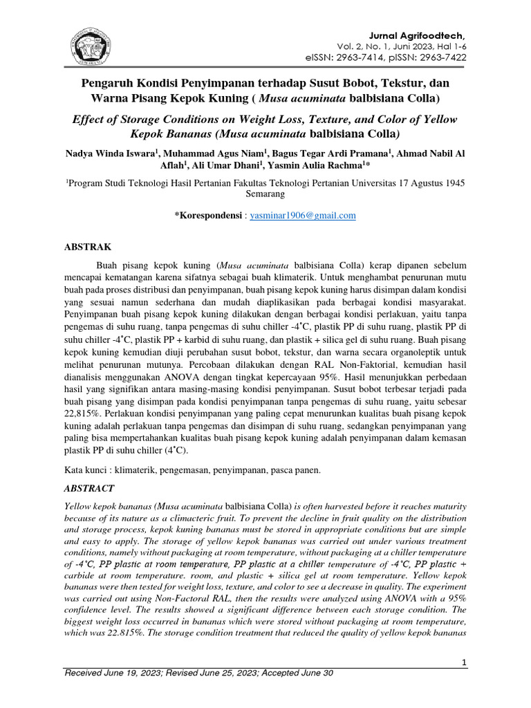 Iswara Jurnal+Agrifoodtech Pisang+Kepok | PDF