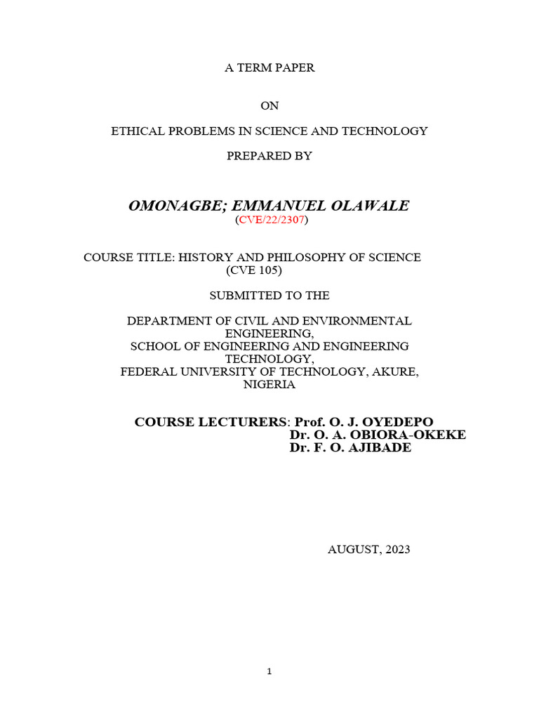 Cve 105 Term Report Template | PDF | Pollution | Environmental Science