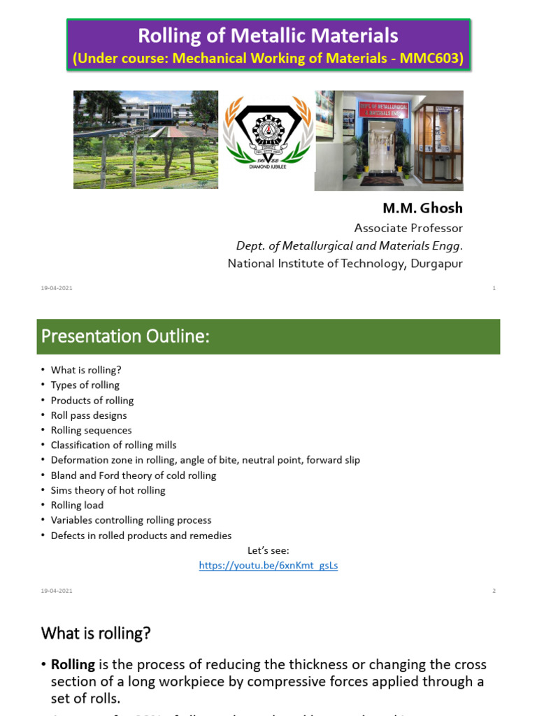 ROLLING - MMC602 - Online Class - Final Version - ROLLING | PDF | Rolling (Metalworking ...